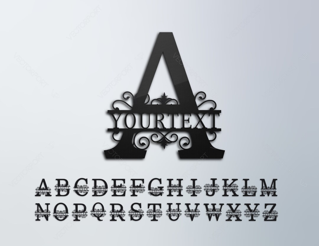 Split Regal Monogram Alphabet Letters Laser Cut Files Digital - Etsy