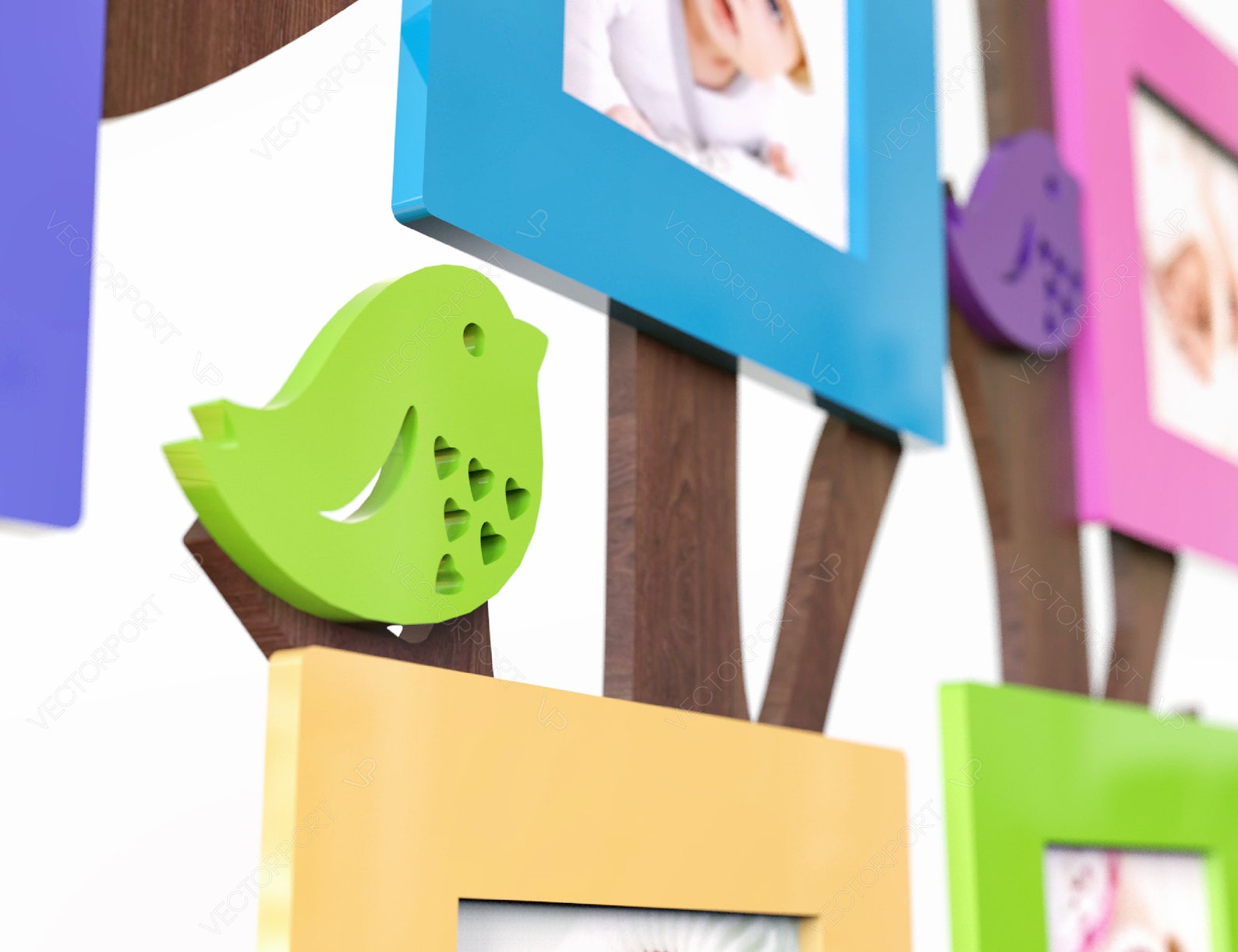Tree Photo Frame Baby Family Picture Holder Standing Vectorial - Etsy