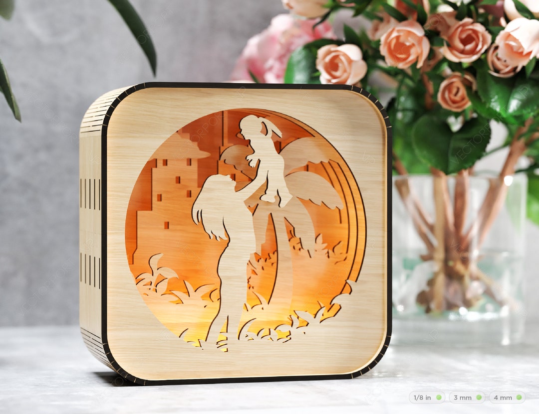 Mothers Day Gift Wooden Led Night Lamp Mom & Daughter Scene - Etsy