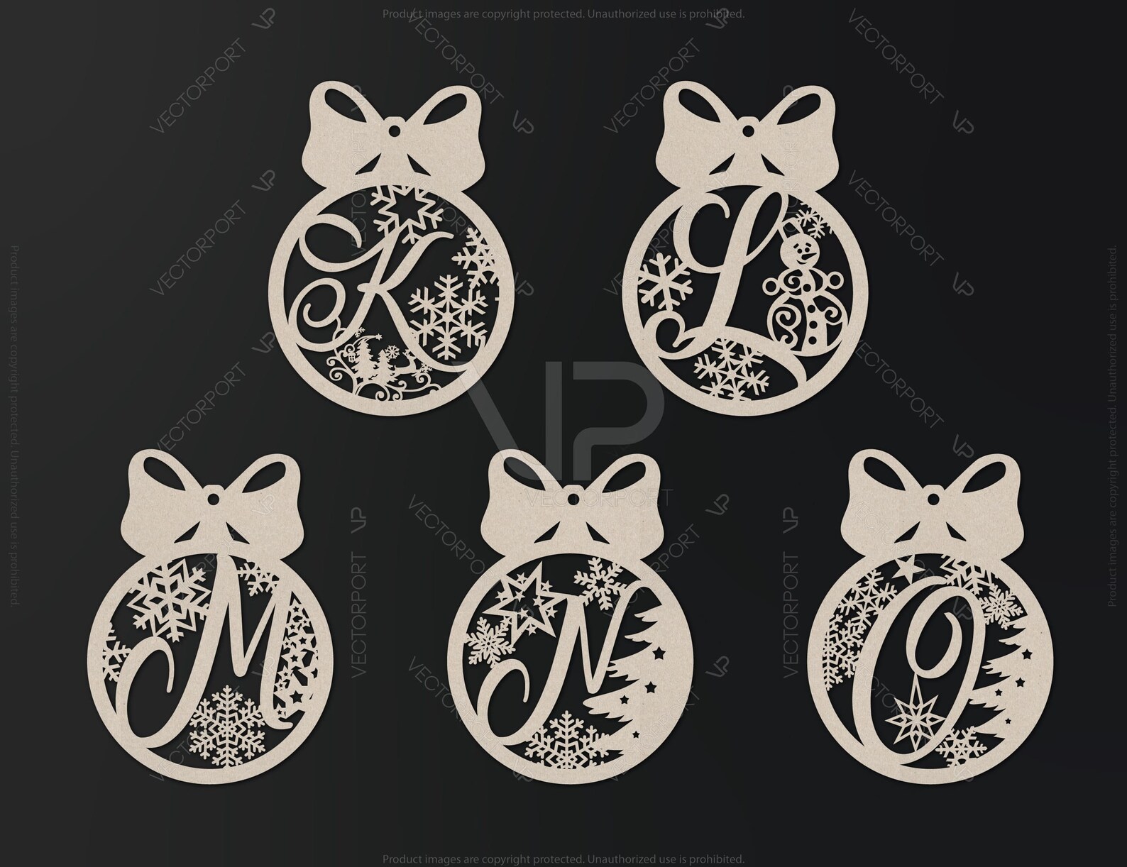 Christmas Balls Tree Decorations Alphabet Letters Hanging Bauble Paper ...