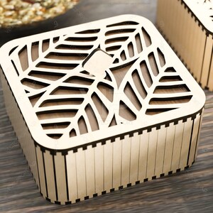 Square Shaped Wooden Gift Box Jewelry Laser Cut Box Template Wedding ...