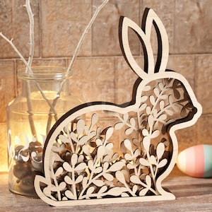 Multi Layer Easter Laser Cut Files Rabbits SVG Layered Bundle, Floral ...
