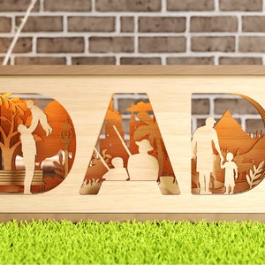 Multilayer Standing Dad and Son 3D Happy Fathers Day Gift for Dad ...