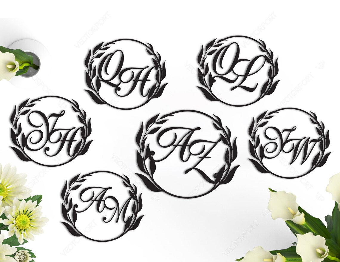 All Two Letter Combination Monogram Alphabet Letters SVG - Etsy