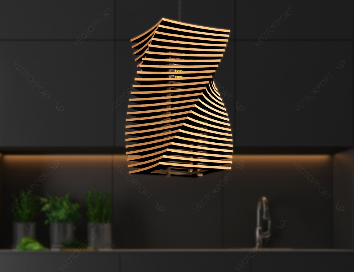 Twist Box Creative Modern Wood Pendant Light Chandelier Lamp - Etsy