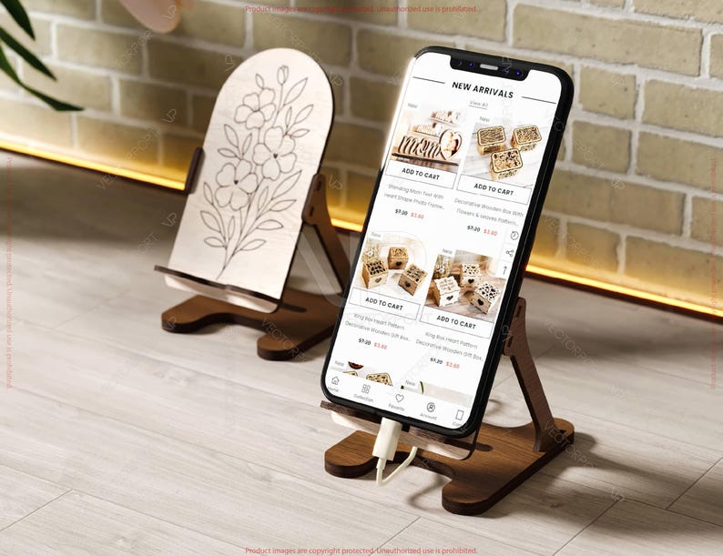 Elegant Minimalist Phone Stand | Laser Cut SVG File | Mobile Holder ...