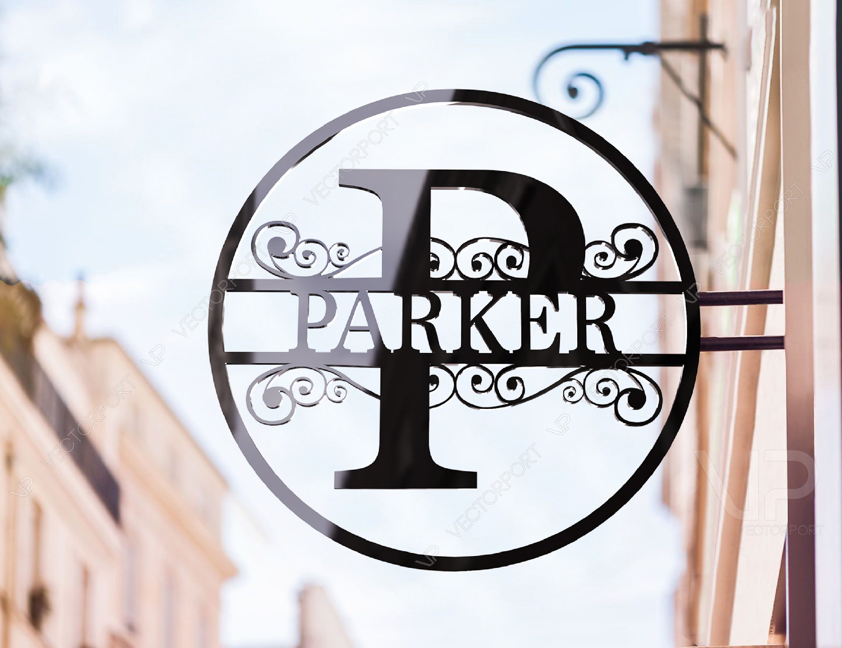 Round With Frame Split Monogram Name Sign Alphabet Letters - Etsy