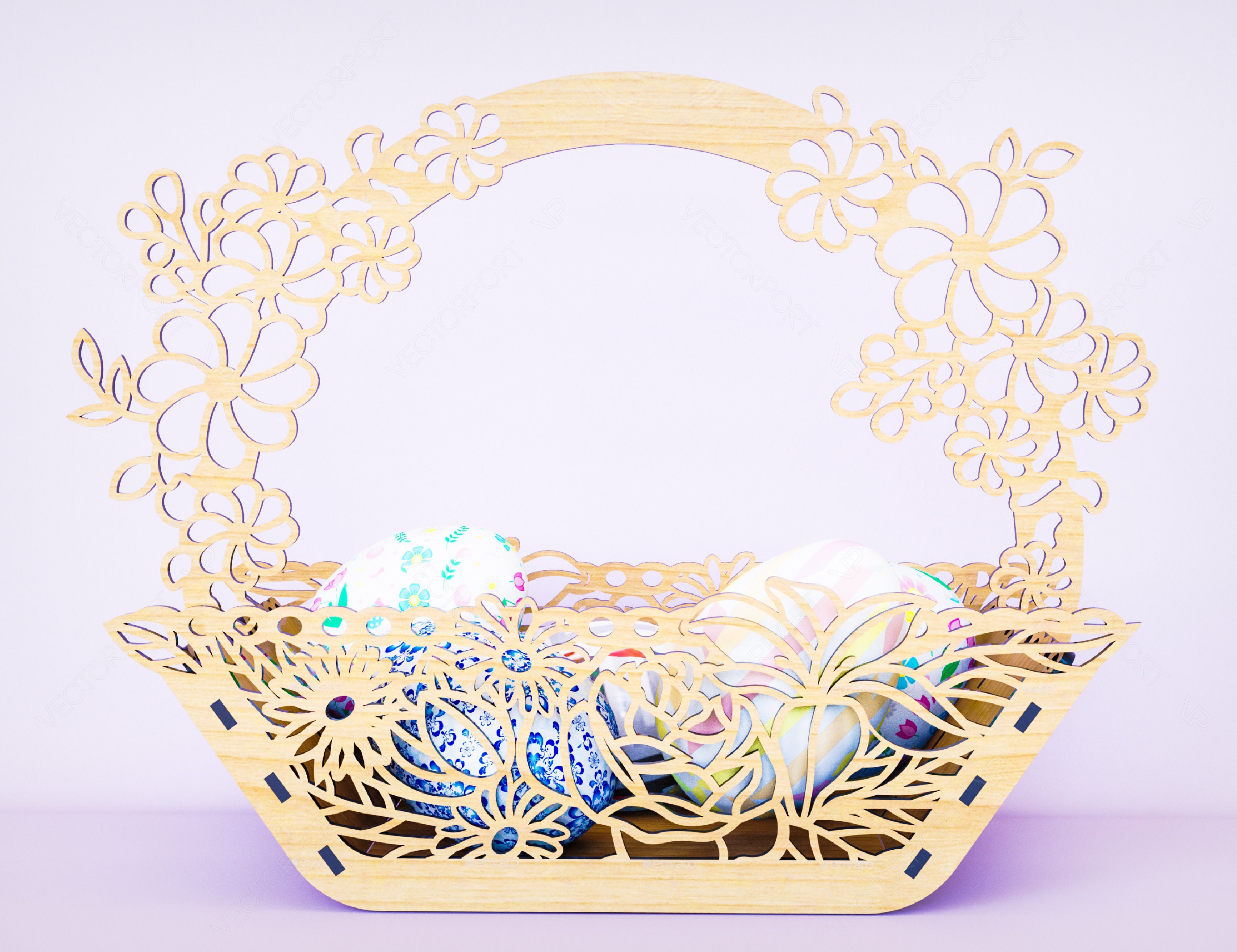 Decorative Laser Cut Wooden Easter Basket Laser Cut Egg Bowl - Etsy