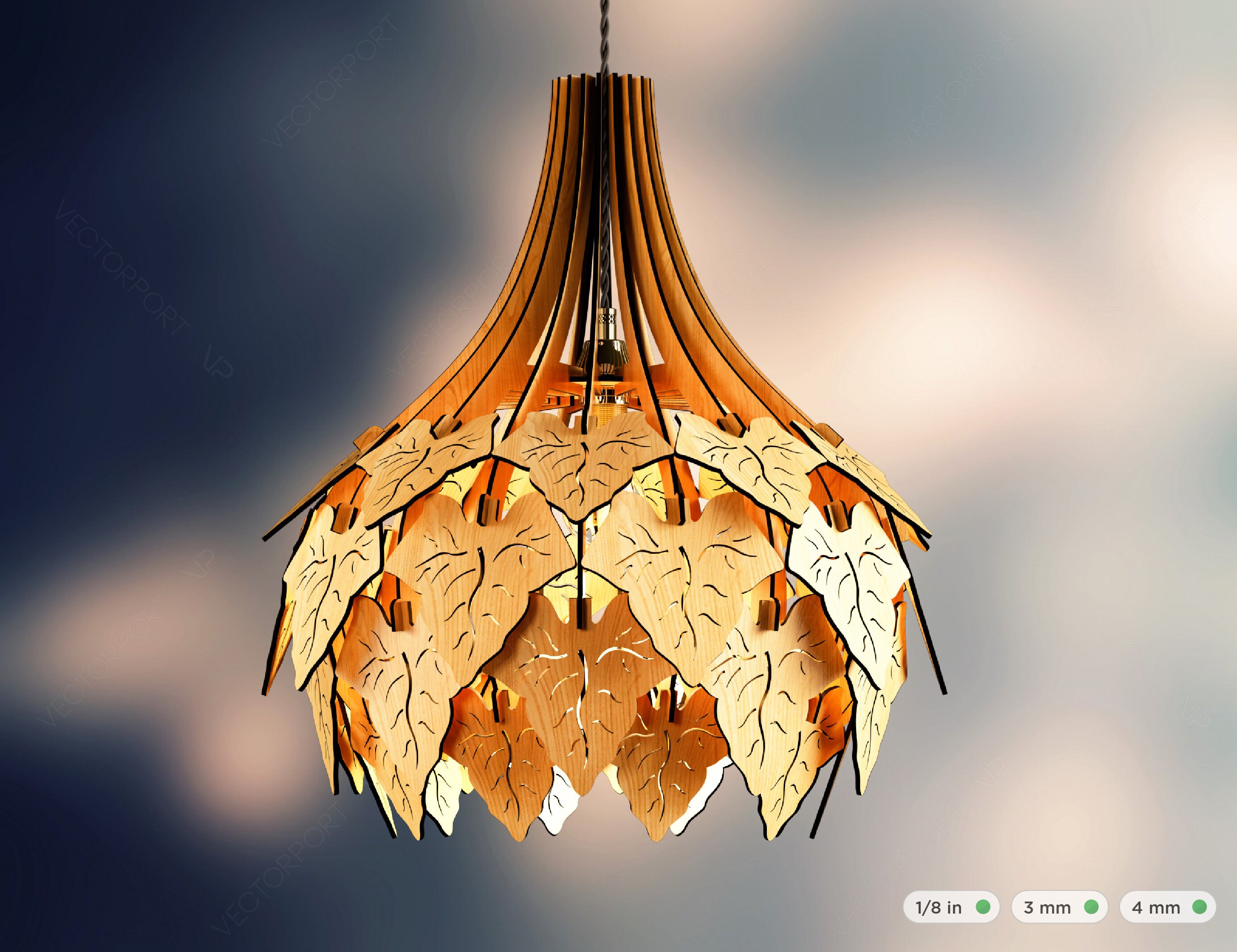 Ivy Leaves Hanging Wooden Chandelier Lamp Shade Pendant Light - Etsy