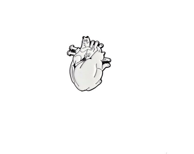 Anatomical Cat Heart Pin Heart Made of Kitties Pin - Etsy