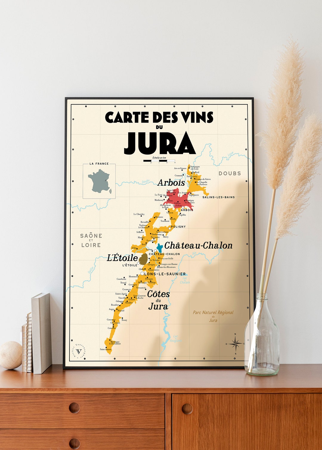 Jura Wine Map Poster 30x40cm Gift Idea for Wine Lovers - Etsy