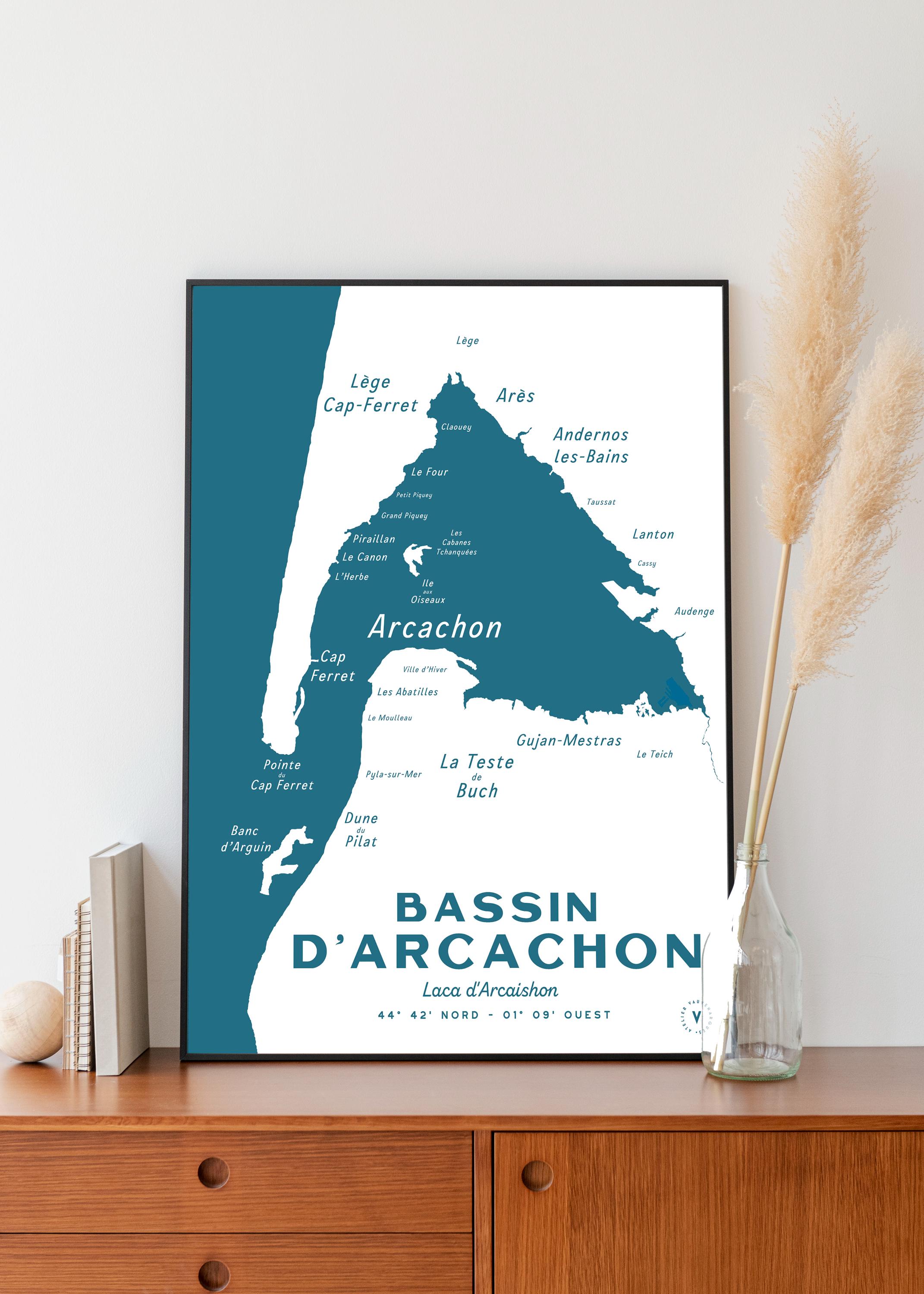 Arcachon Bay Map 30x40 Cm Poster Gift Idea for Arcachon Bay Lovers - Etsy