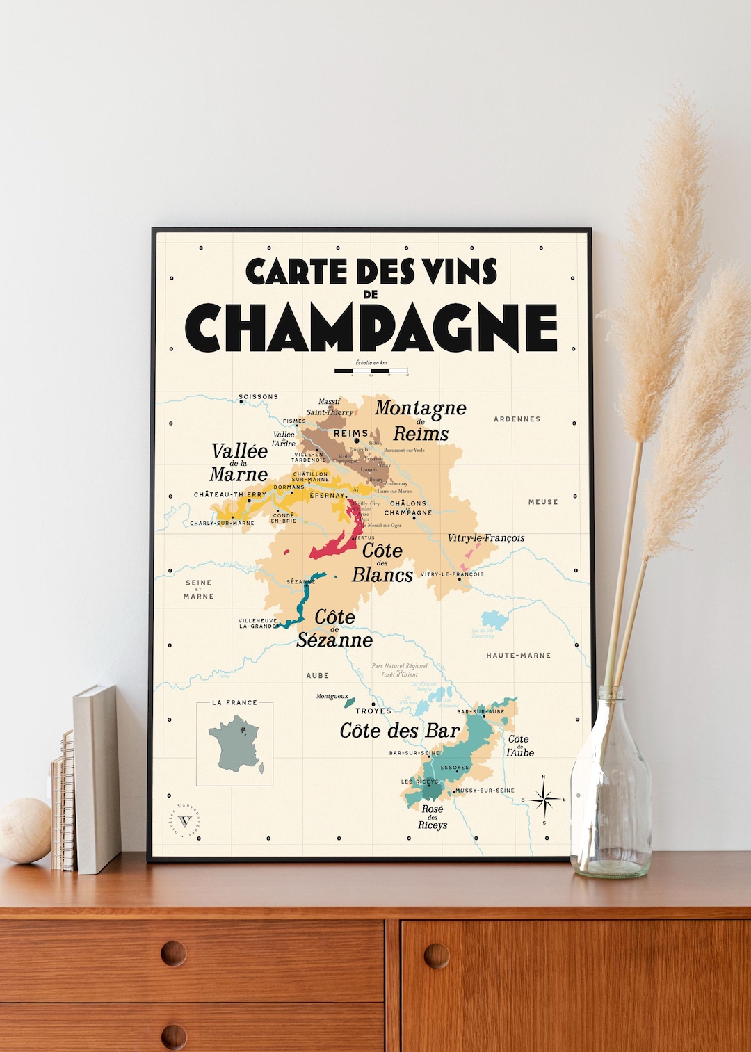 Champagne Wine Map Poster 30x40cm Gift Idea for Wine Lovers - Etsy