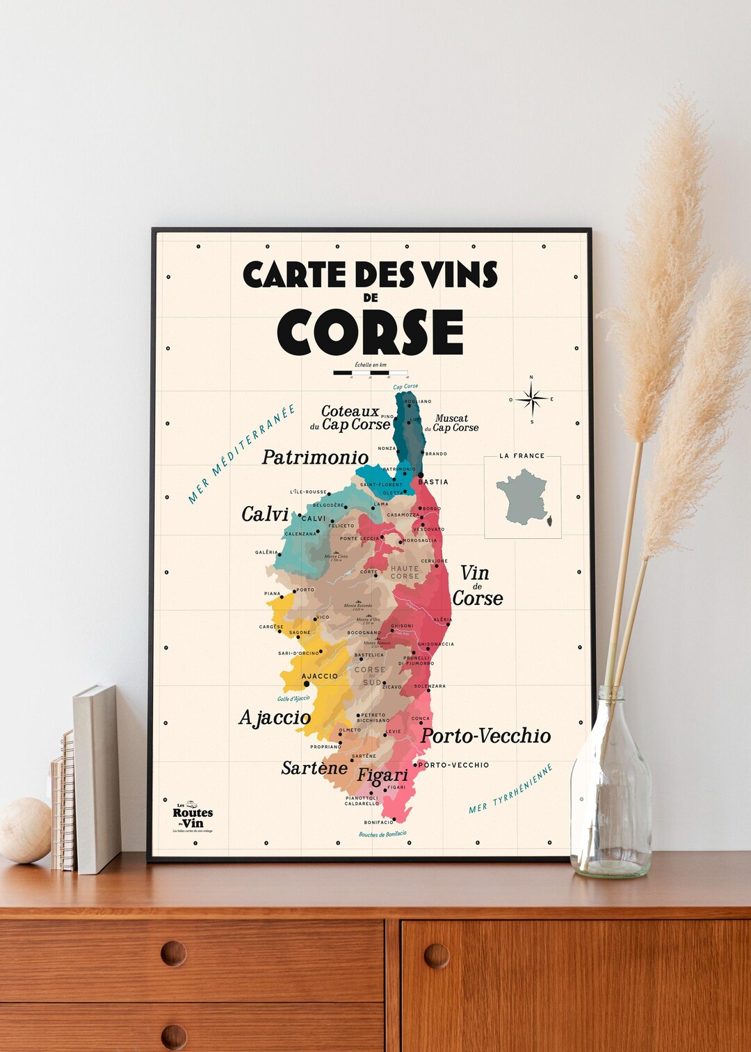 Corsican Wine Map - Poster 30x40 Cm - Gift Idea for Wine and Corsica ...