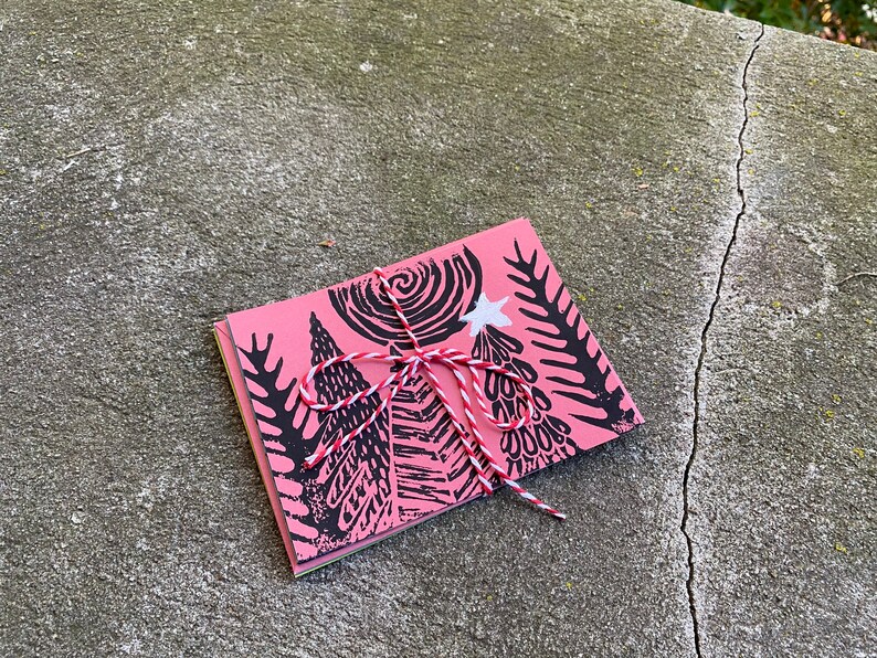 Alpine Tree Line Themed Mono Print Note Cards 3 Pack Unique, Signed ...