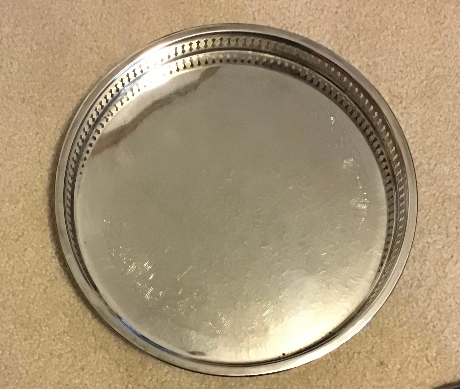 Regal Silver Round Serving Tray With Slotted Edge - Etsy