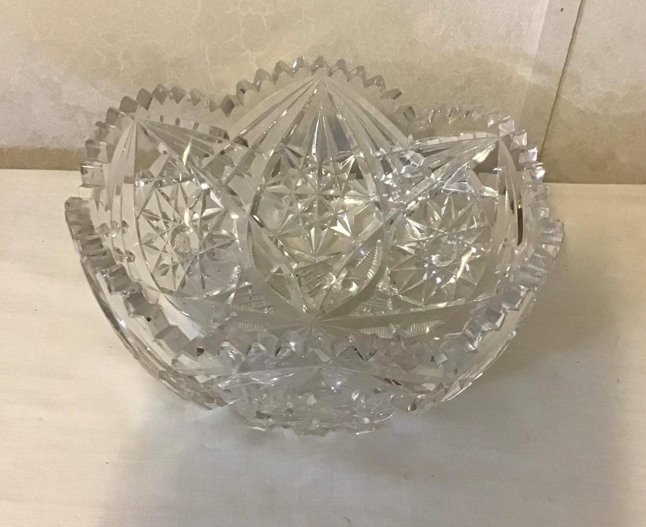 Vintage Lead Crystal Bowl With Sawtooth Edge. - Etsy