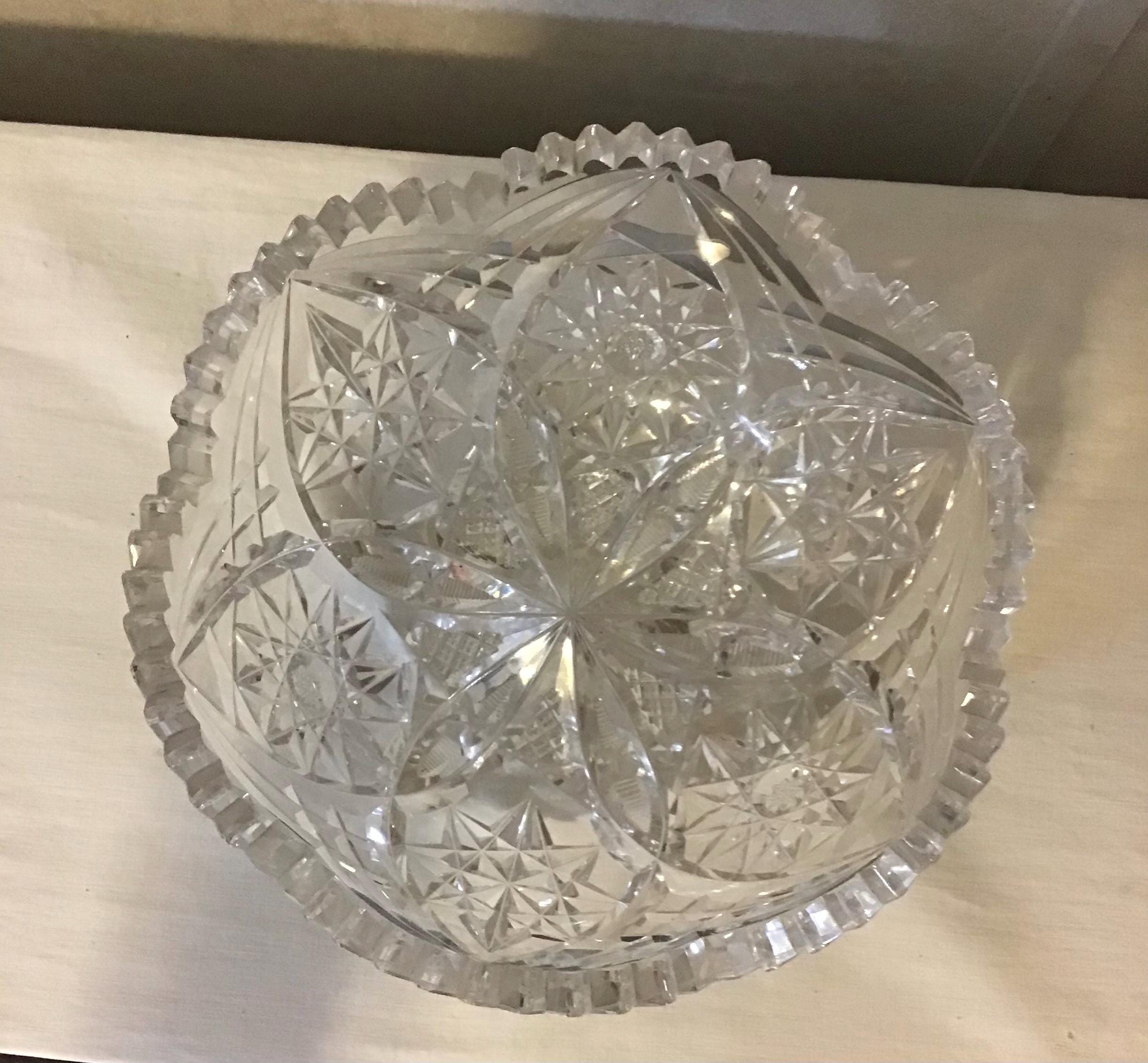 Vintage Lead Crystal Bowl With Sawtooth Edge. - Etsy