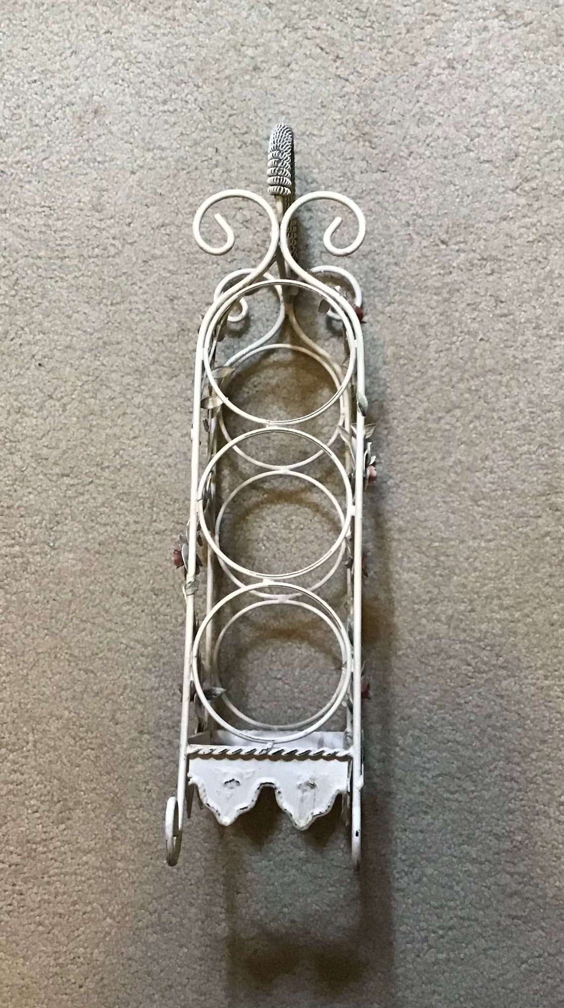 Vintage Tole Pink Roses Wine Rack - Etsy