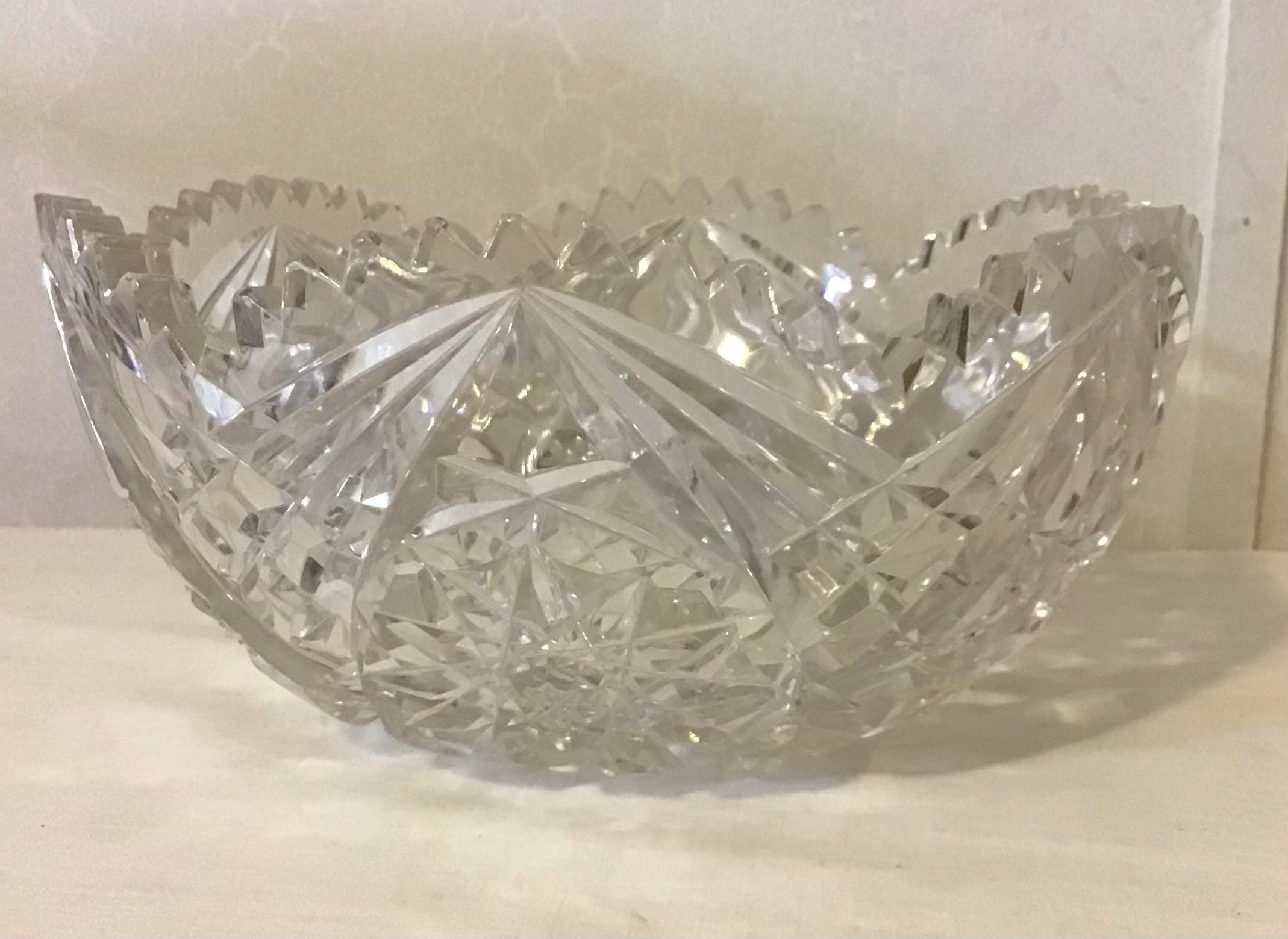 Vintage Lead Crystal Bowl With Sawtooth Edge. - Etsy