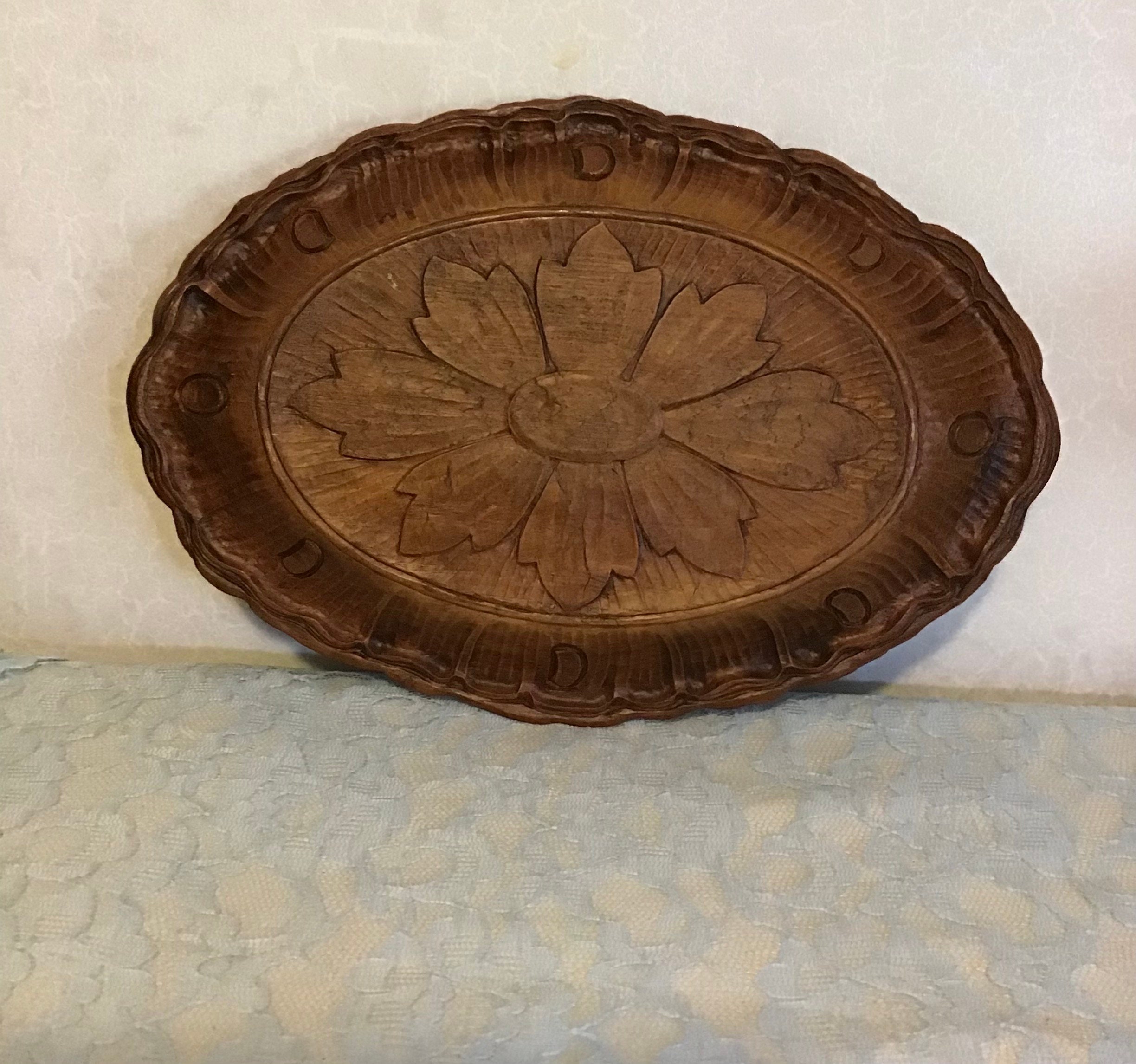 Vintage Syroco Wood Carved Platter Tray - Etsy