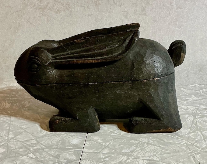 Antique Carved Wooden Rabbit Hidden Box - Folk Art - Etsy