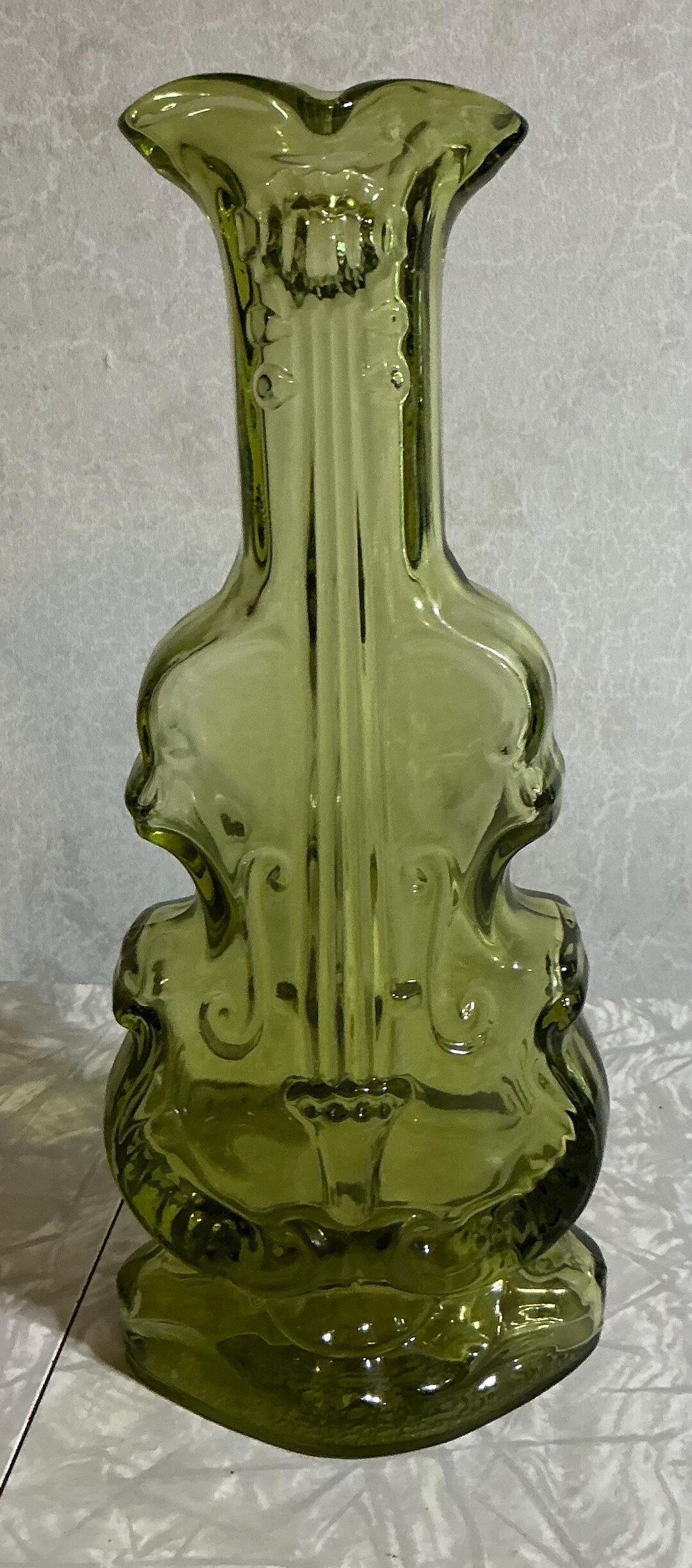 Vintage Imperial Green Glass Violin Vase, Bottle, 9” Tall - Etsy