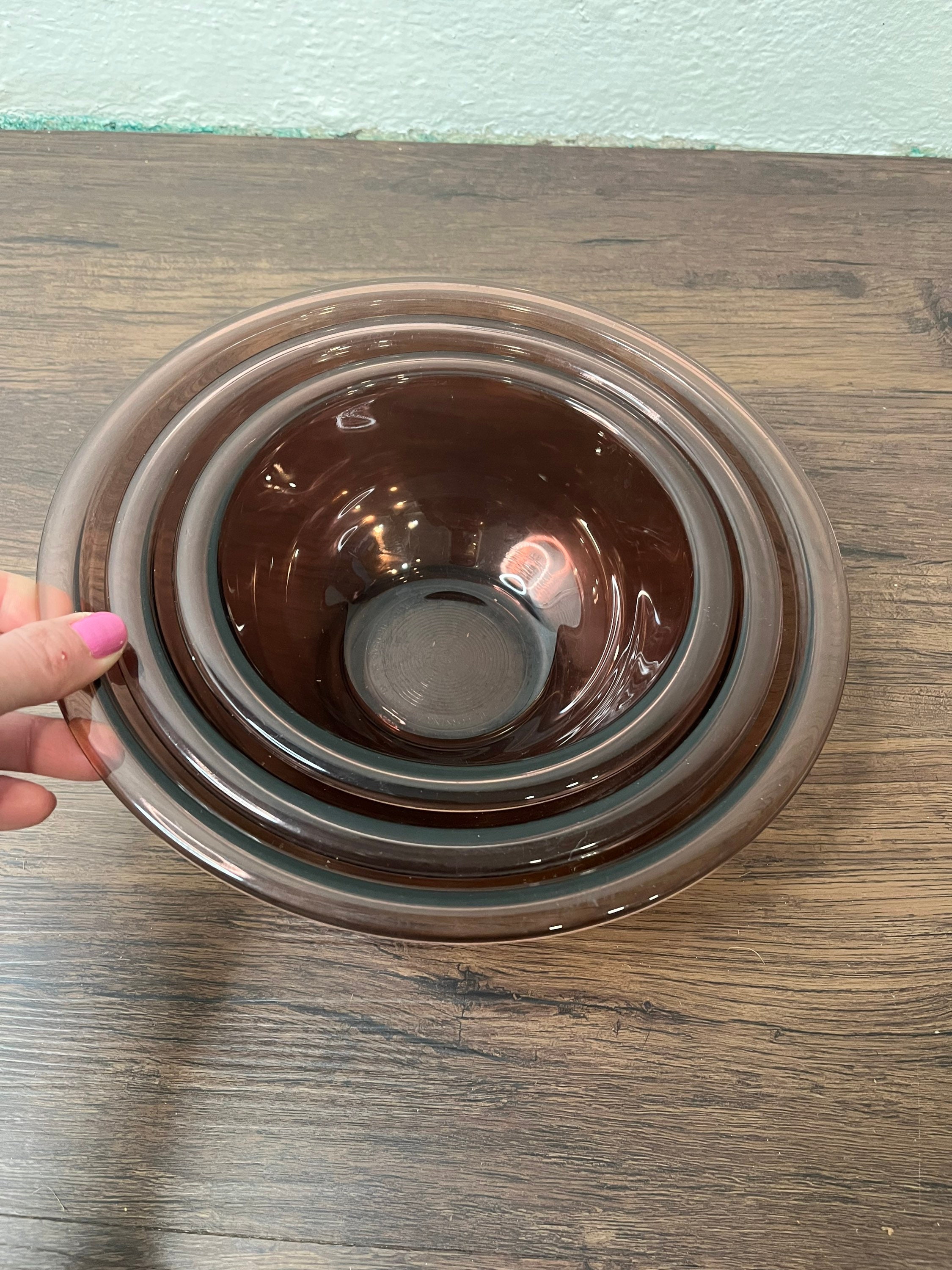 Cranberry Pyrex Bowl Set of 3 - Etsy