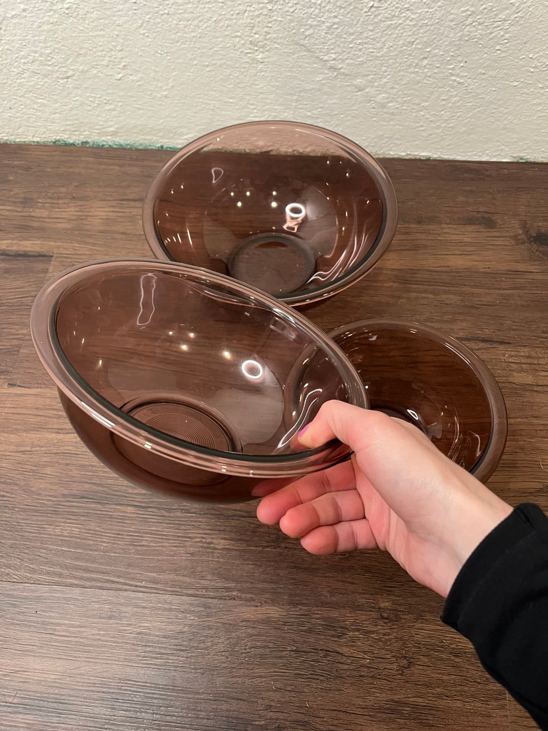 Cranberry Pyrex Bowl Set of 3 - Etsy