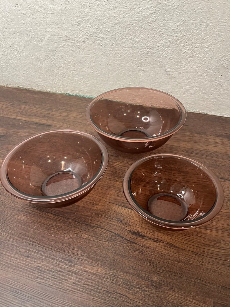 Cranberry Pyrex Bowl Set of 3 - Etsy