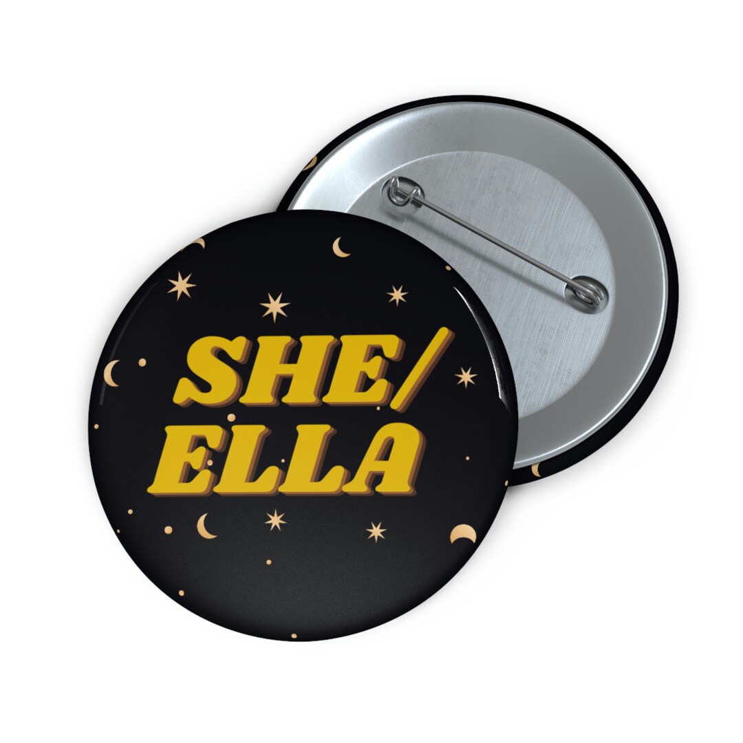 She/ella Bilingual Pronouns Pin Moon & Stars - Etsy