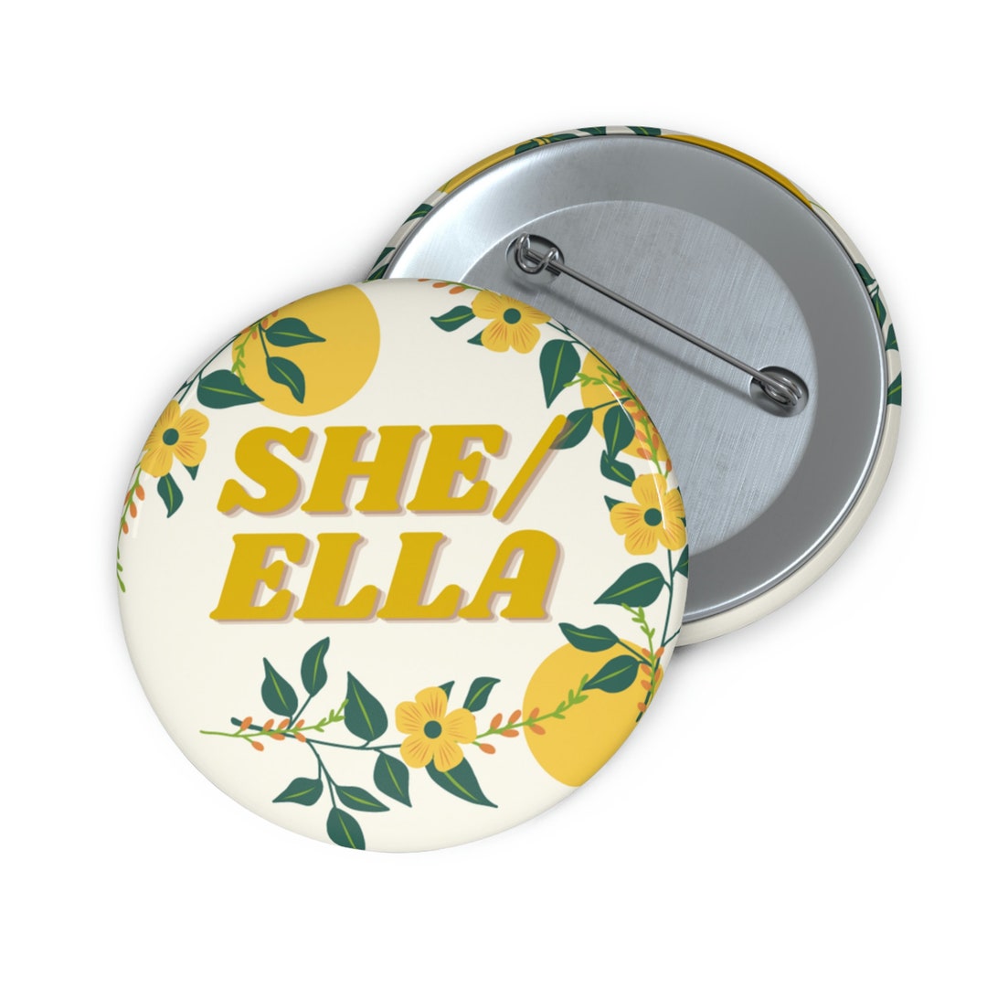 She/ella Bilingual Pronouns Pin - Lemon - Etsy
