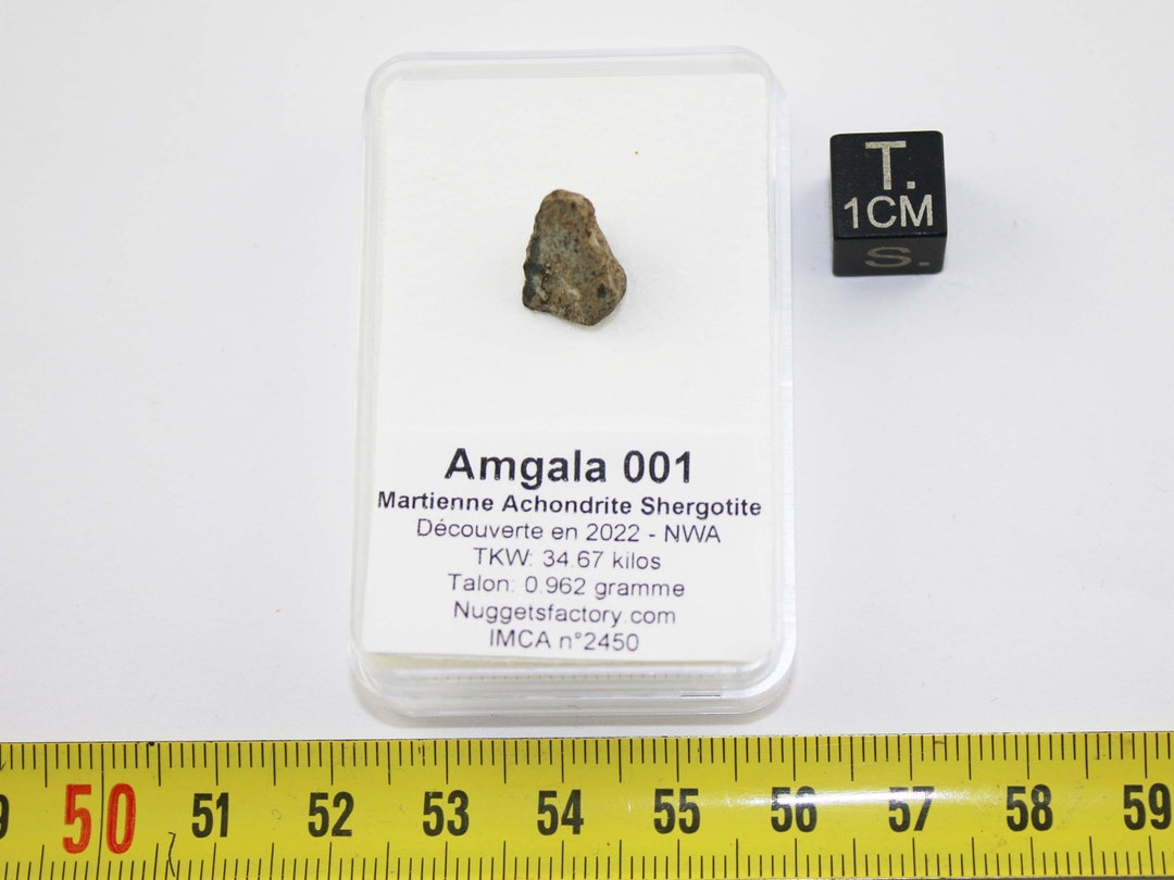 Amgala 001 Martian Meteorite Stub in Box Achondrite Shergottite NWA 0. ...