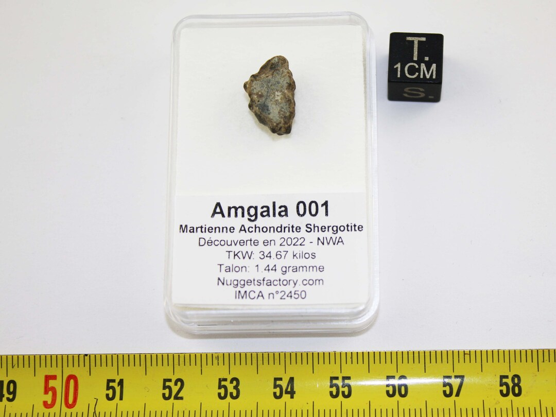 Amgala 001 Martian Meteorite Stub in Box Achondrite Shergottite NWA 1. ...