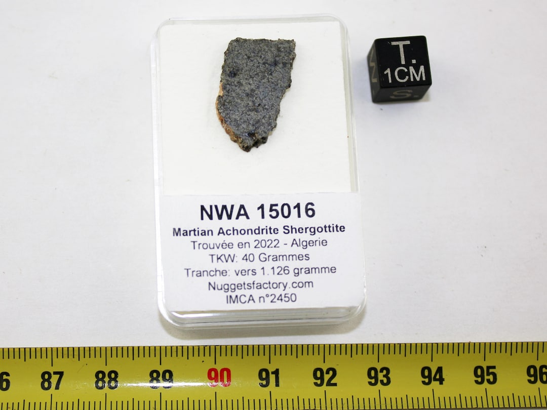 Slice of Martian Meteorite NWA 15016 in a Box Ach Shergottite algeria 1 ...