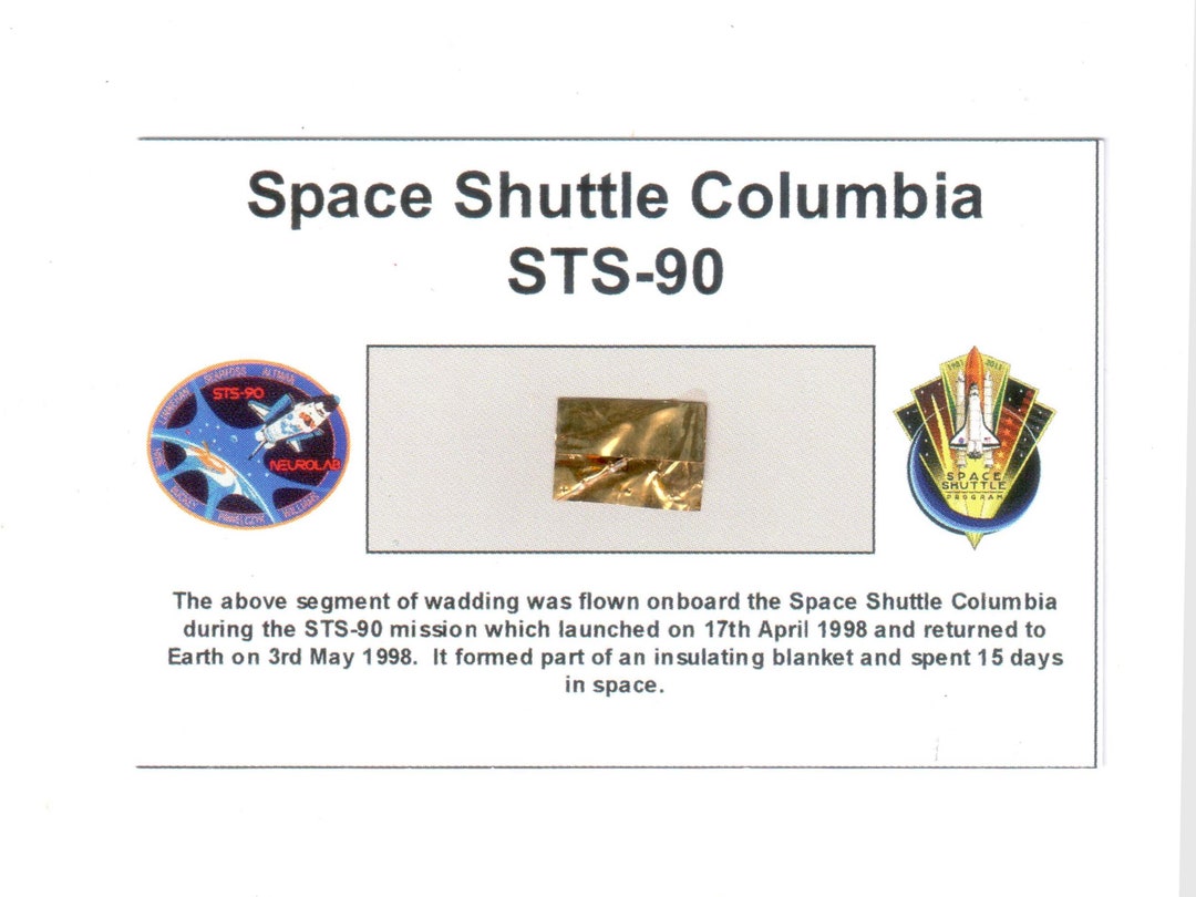 Card / Display With an Original NASA STS 90 Thermal Cover Fragment USA 054 - Etsy
