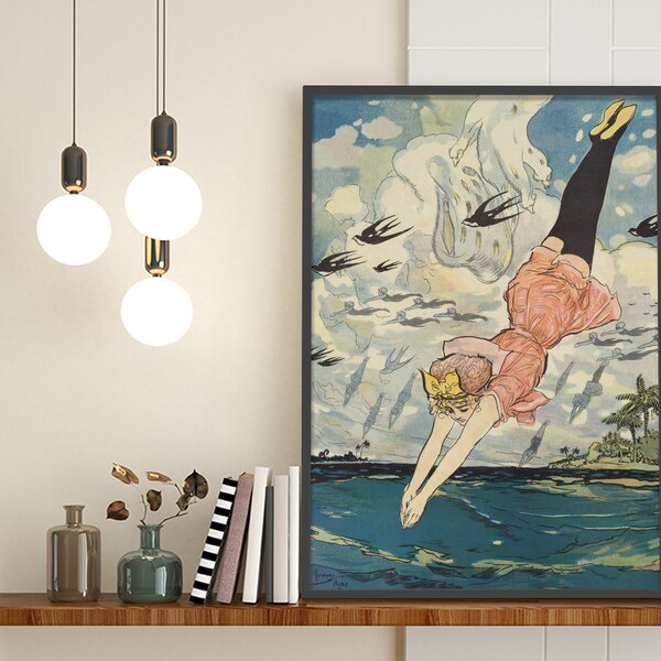 Diving Girl - Etsy