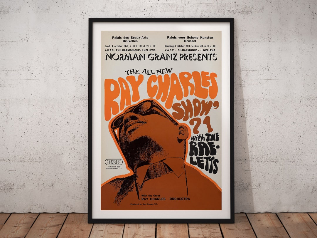 Ray Charles Show Belgium Tour Poster Giclée Art Print. A4/ A3/ A2/ A1 ...