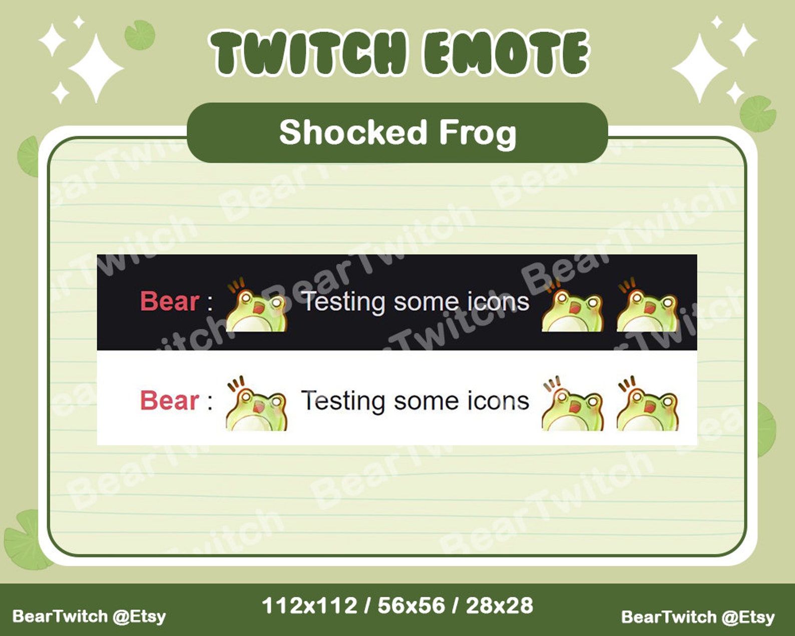 Kawaii Shocked Frog EMOTE - Cute Green Chibi Frog Emoji for Streamers ...