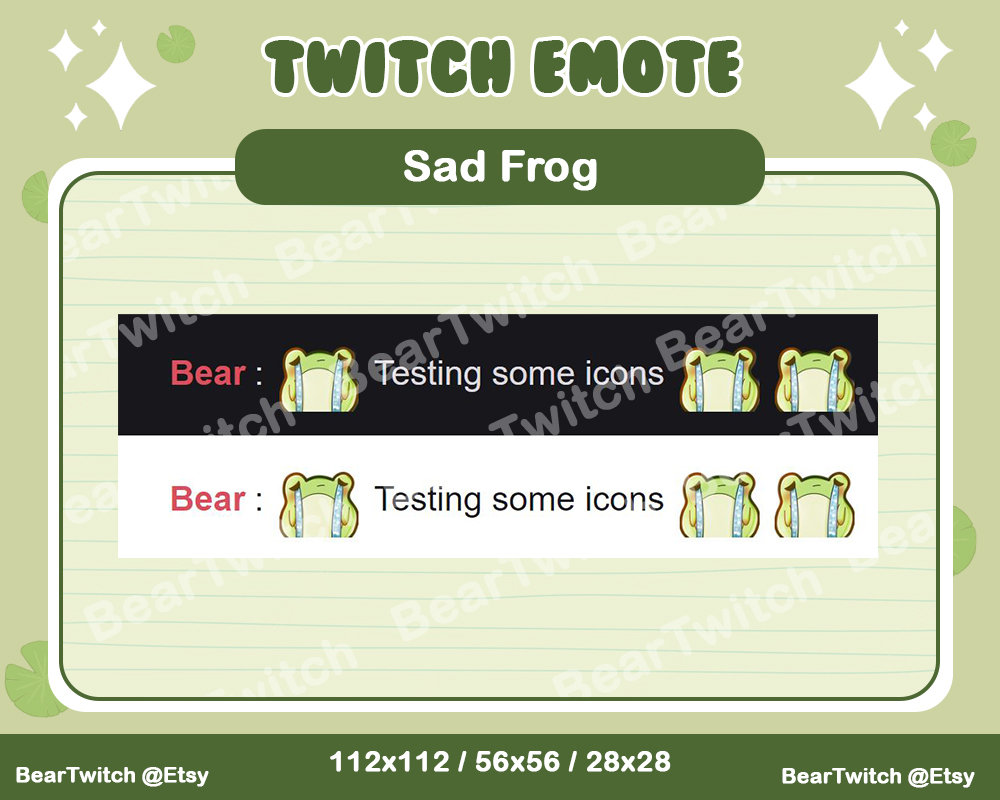 Cute Sad Frog Emote for Twitch Youtube Discord / Sad Frog - Etsy