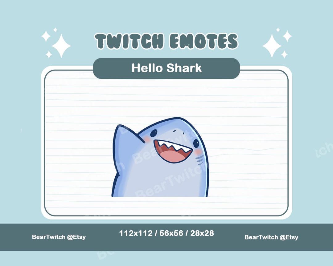 Cute Waving Shark Emote | Kawaii Twitch, Discord, Youtube (digital ...