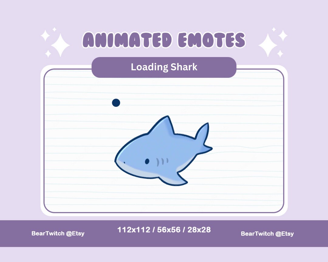 Animated Loading Shark Emote: Kawaii Twitch, Discord, Youtube (digital ...
