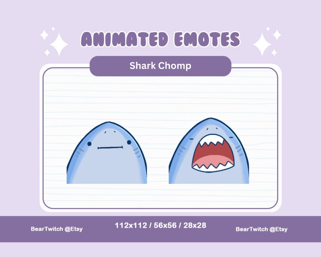 Animated Chomp Shark Emote: Kawaii Twitch/discord/youtube (digital ...