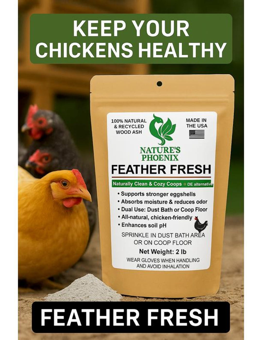 2lb+ Ultra Soft Wood Ash for Chickens – Natural Dust Bath, Coop Odor ...