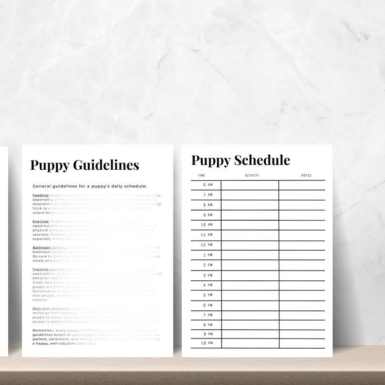 Puppy Schedule Puppy Guideline Puppy Planner Template Puppy Daily ...