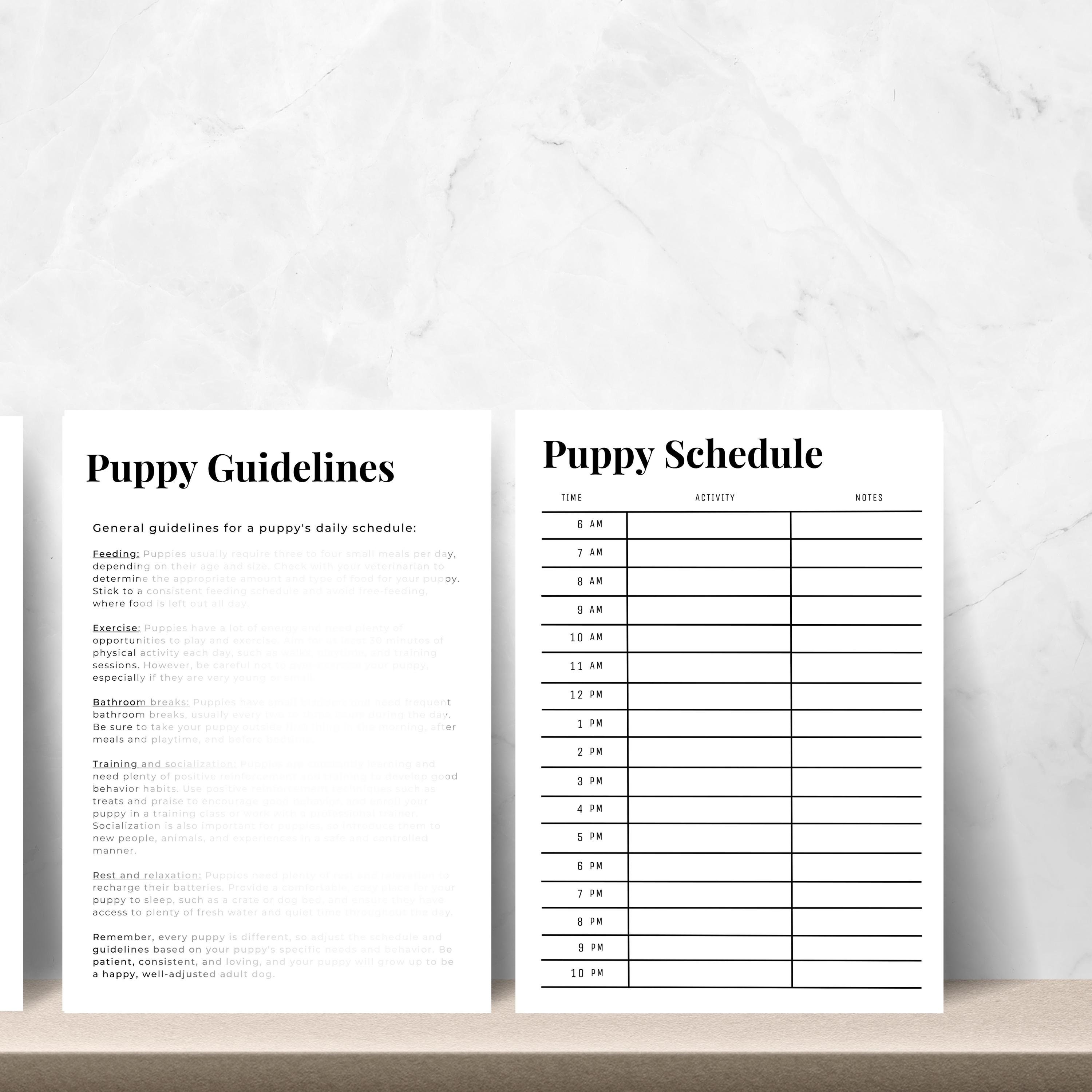 Puppy Schedule Puppy Guideline Puppy Planner Template Puppy Daily ...
