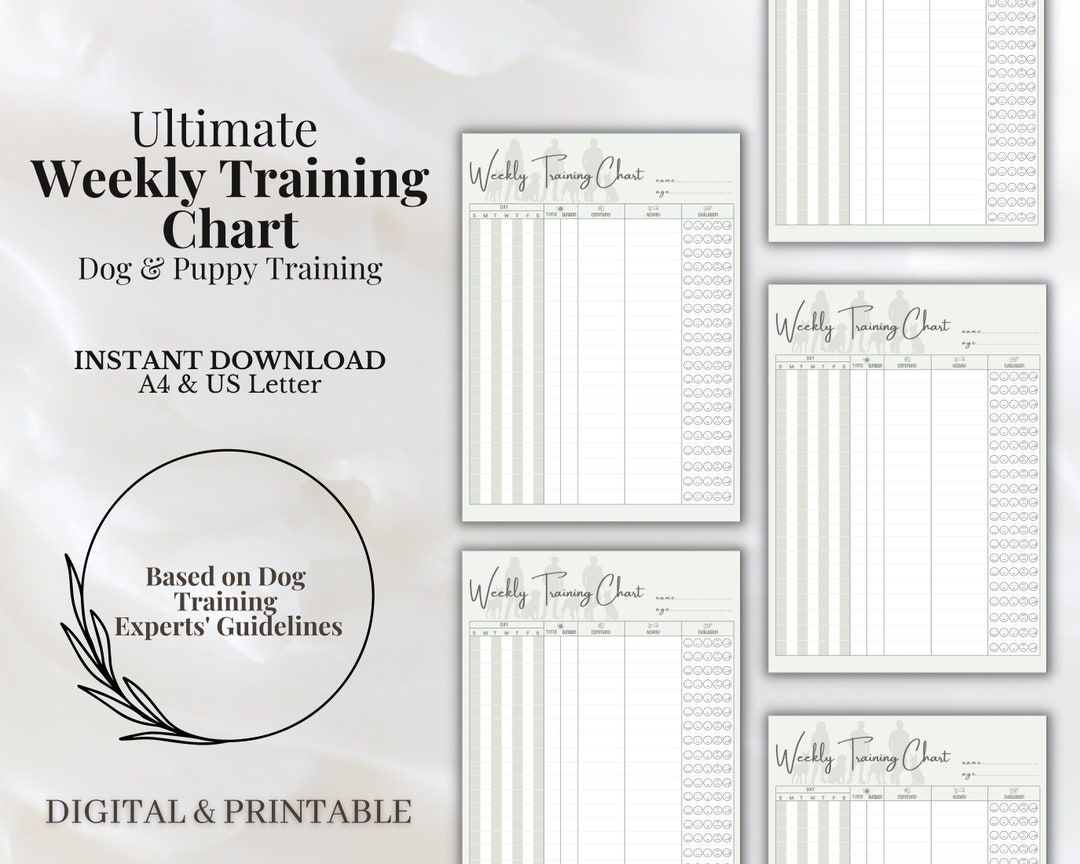 Weekly Dog Training Chart Instant Download Puppy Planner Template Dog ...