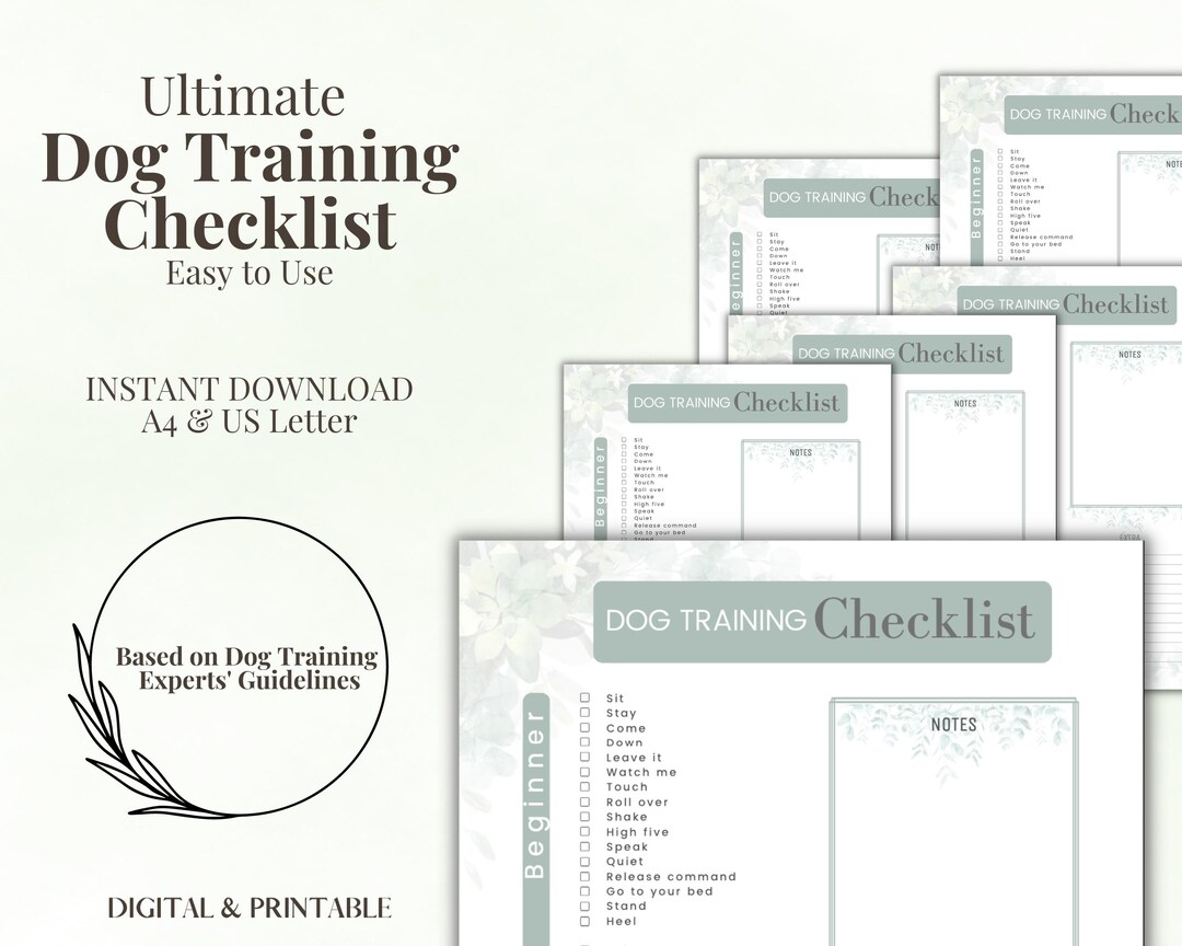 Dog Training Dog Checklist Dog Tracker Dog Care Dog Organizer Dog ...