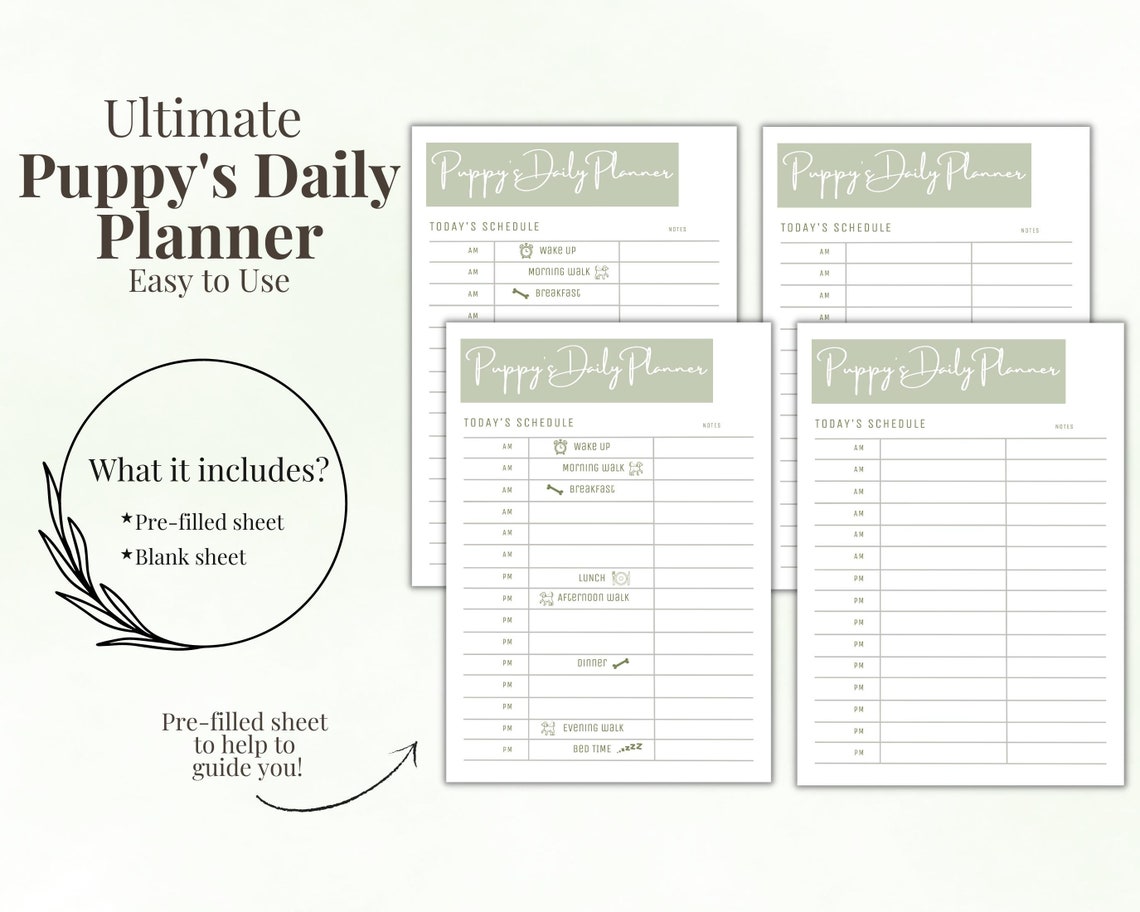 Instant Download Puppy Planner Template Puppy Daily Schedule Puppy ...