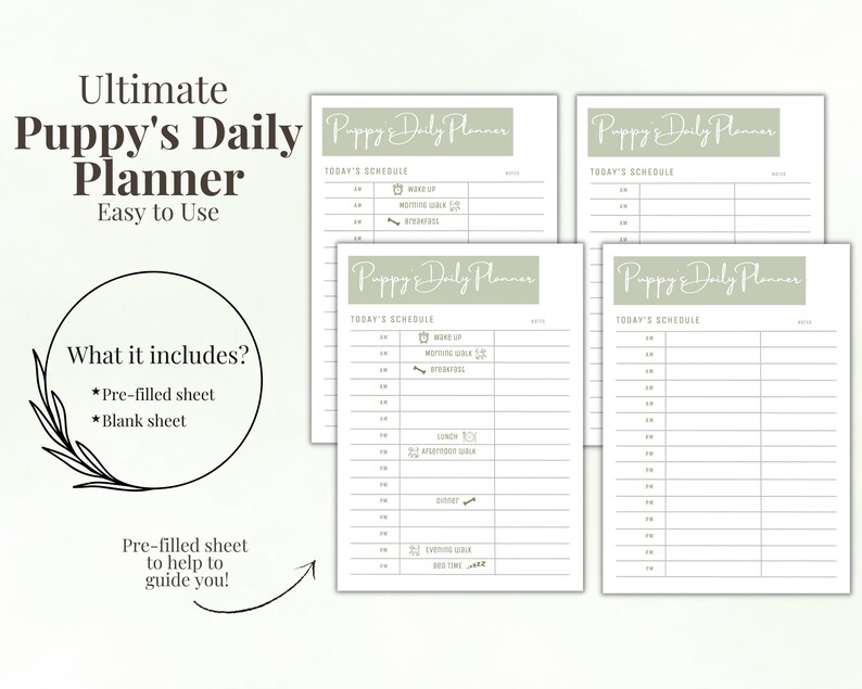 Instant Download Puppy Planner Template Puppy Daily Schedule Puppy ...